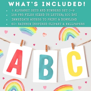 Watercolor Rainbow Alphabet PNG, Rainbow SVG, Watercolor Alphabet PNG ...