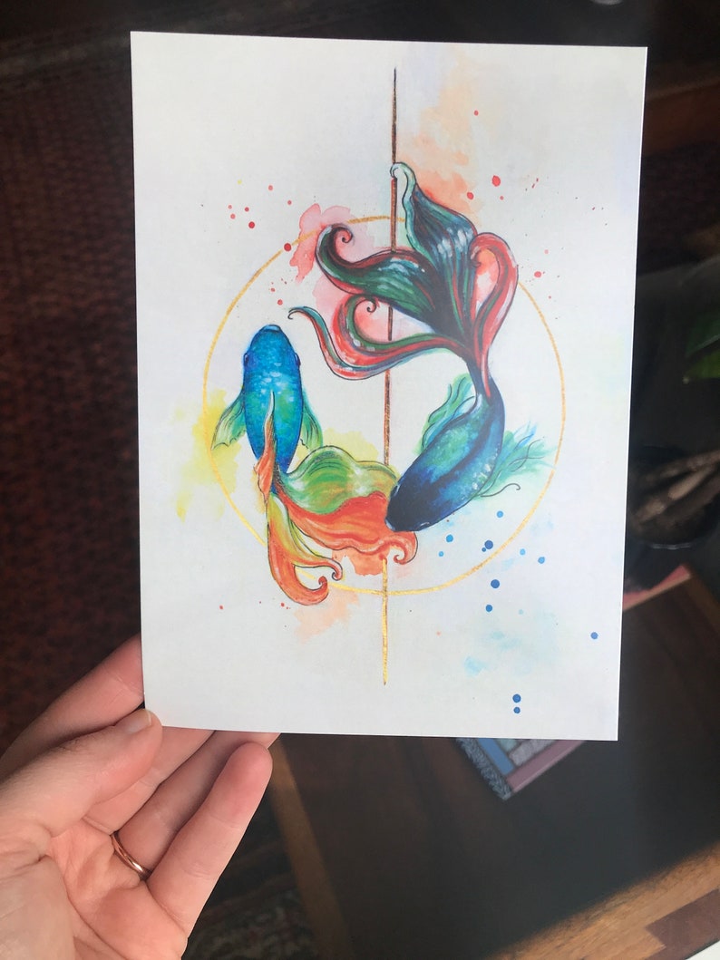 Pisces Fish Watercolor Print, Zodiac Astrology Art - Etsy