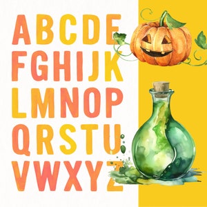 Watercolor Alphabet PNG, Halloween Font, Watercolor Alphabet Clipart ...