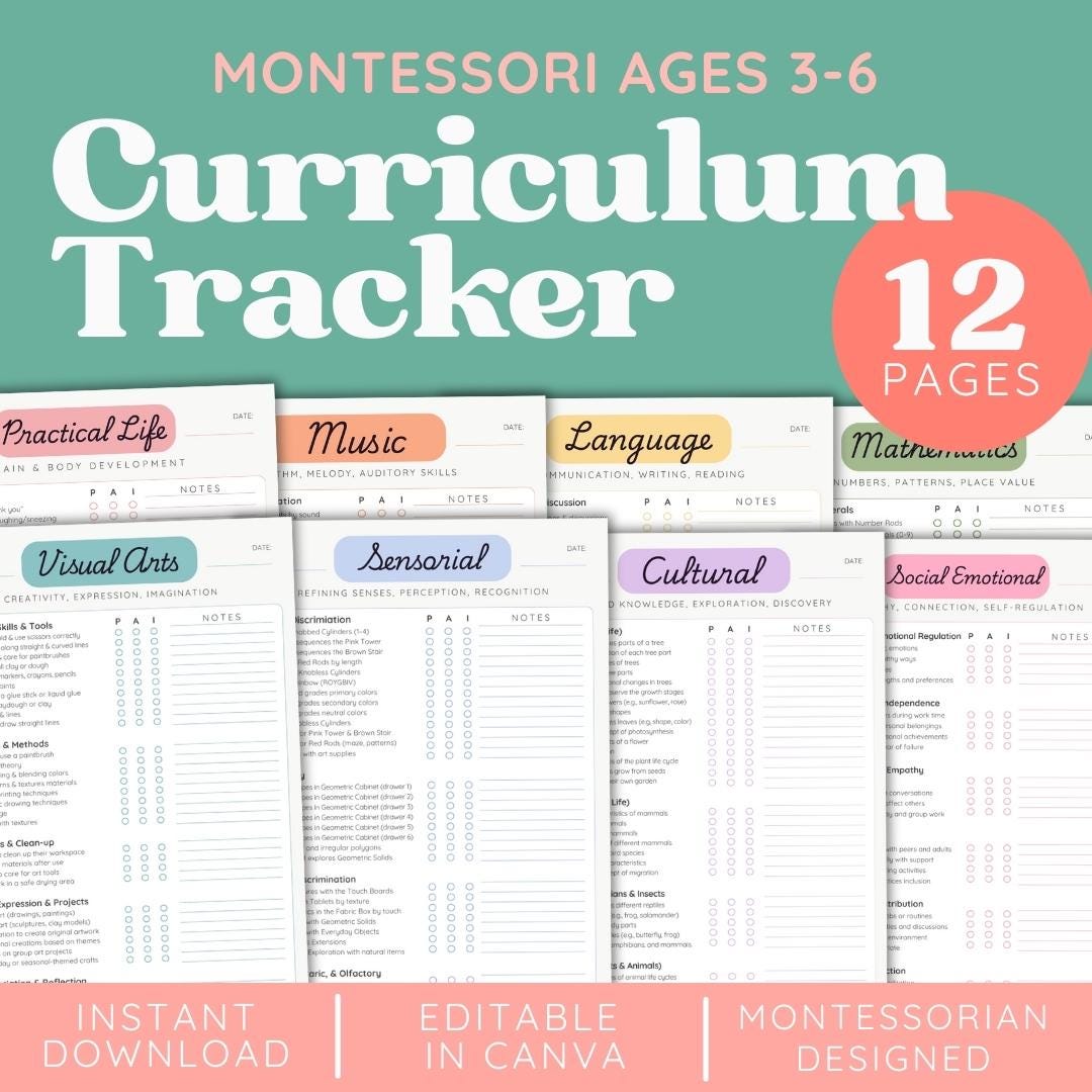 Montessori Record Keeping Tracker, Montessori Curriculum Checklist ...