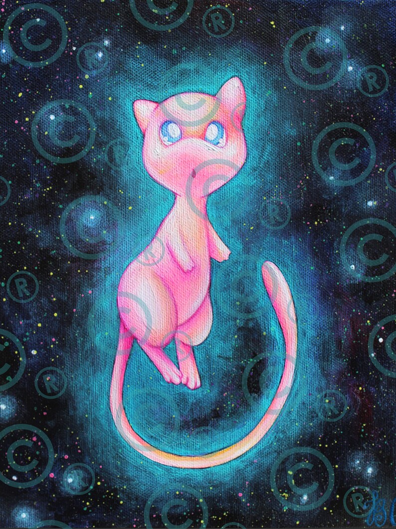 Mew Pokemon Print, Pokemon Wall Art, Pokemon Art, Pokemon Painting ...