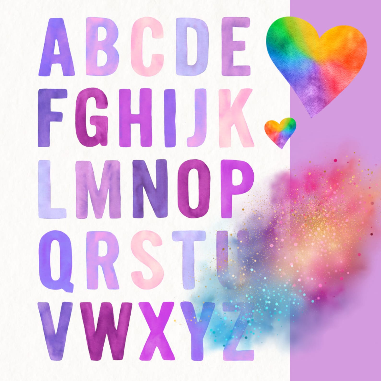 Watercolor Rainbow Alphabet PNG, Rainbow SVG, Watercolor Alphabet PNG ...