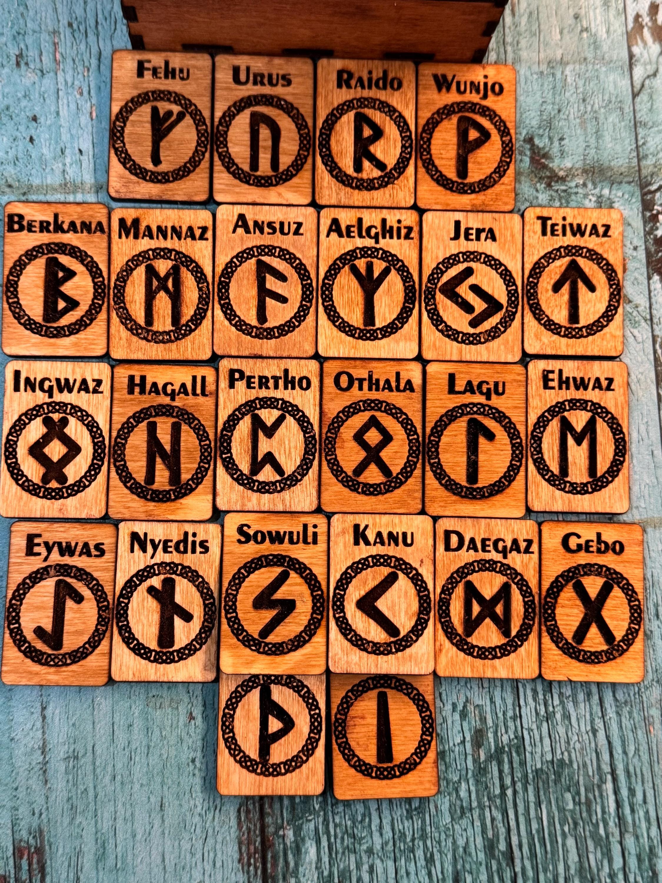 Tree of Life, Elder Futhark Rune Set With Wooden Box, Viking Runes ...