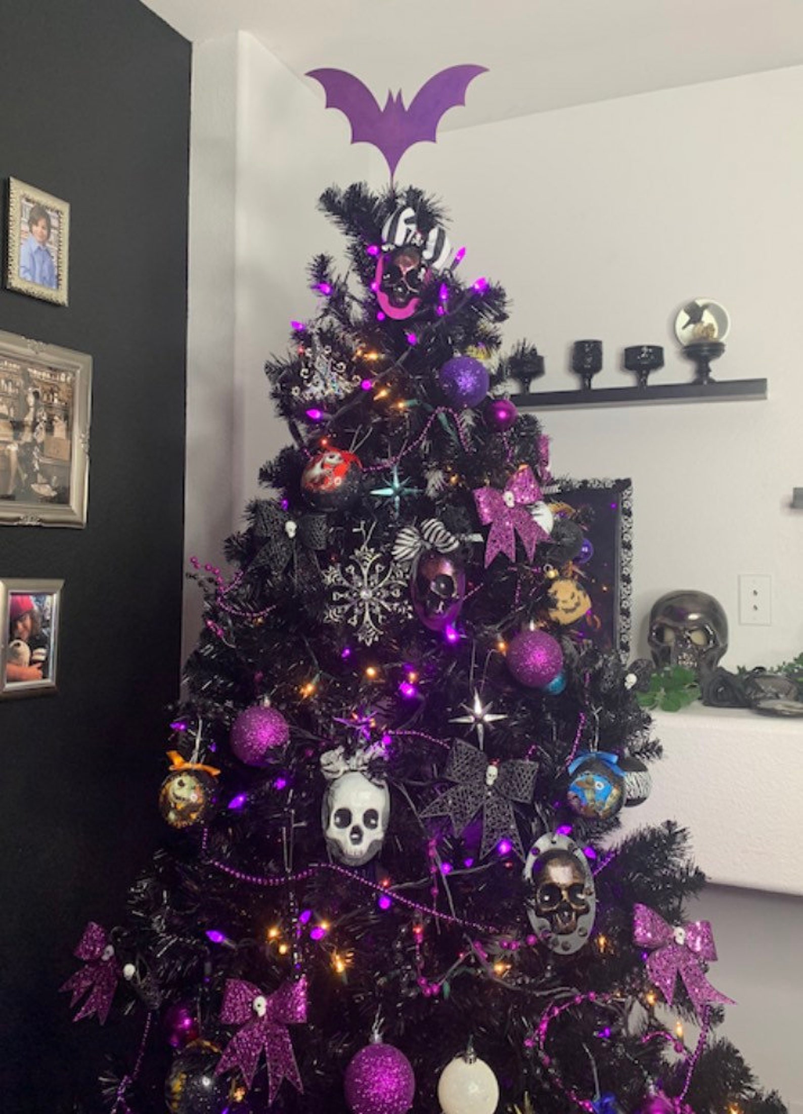 Bat Gothic Christmas Tree Topper Spooky Tree Supernatural - Etsy