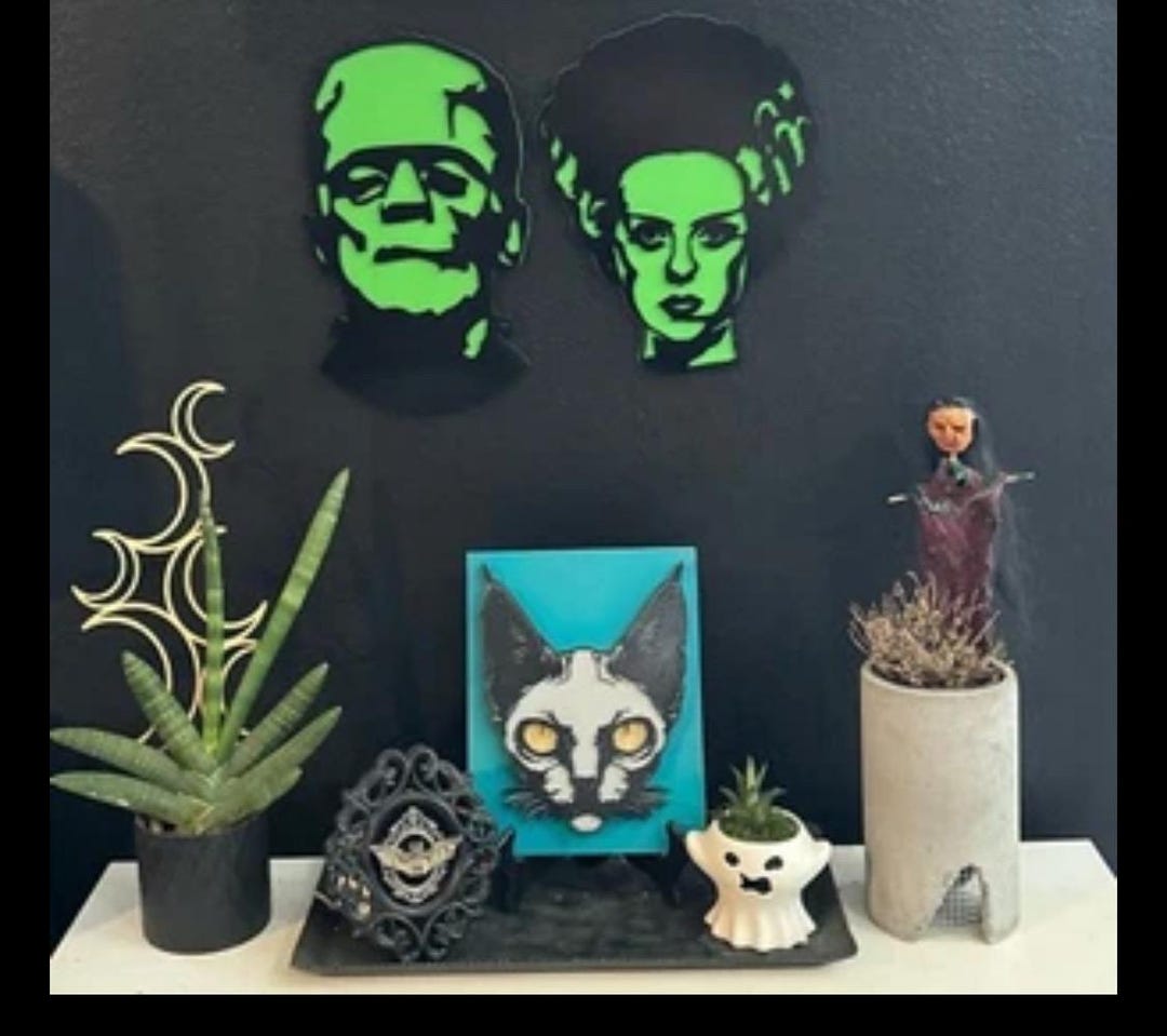 Frankenstein & Bride Wall Plaque: Gothic Horror Decor - Etsy