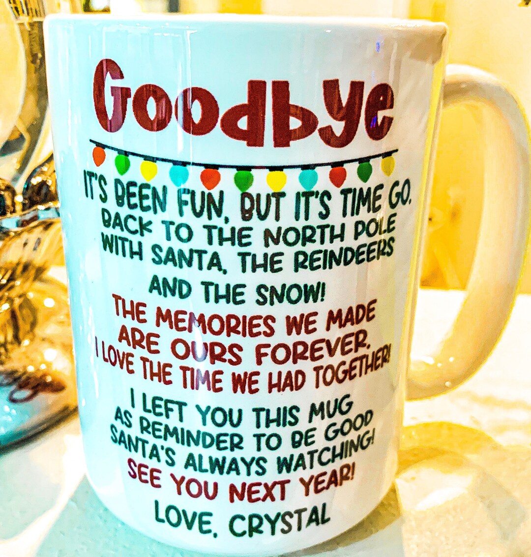 Elf Goodby Letter and Hot Chocolate 2 Sided Mug, Goodby Gift ...