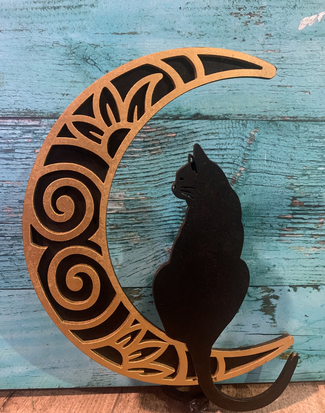 Moon Black Cat Tree Topper, Witchy Holiday Decor, Yuletide Tree Topper ...