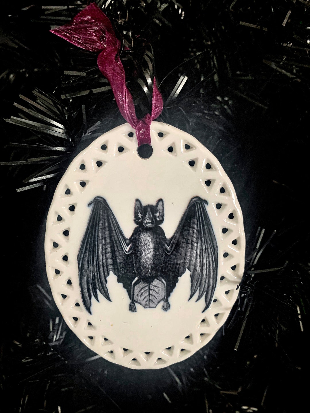 Bat Ceramic Ornament, Gothic Christmas Ornaments, Creepy Gift ...