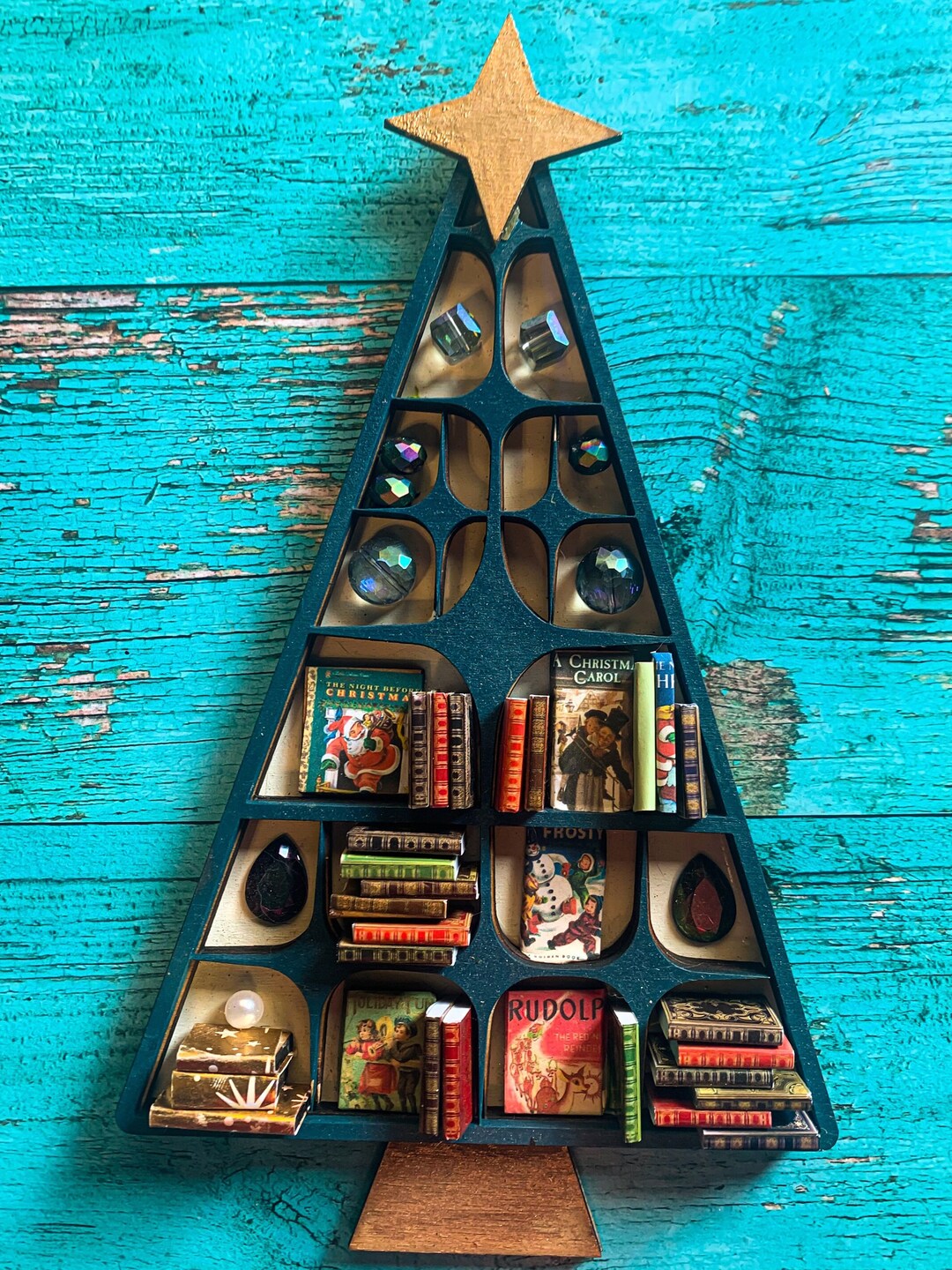 Mid Century Christmas Tree Bookshelf: Retro 50's Style Decor - Etsy