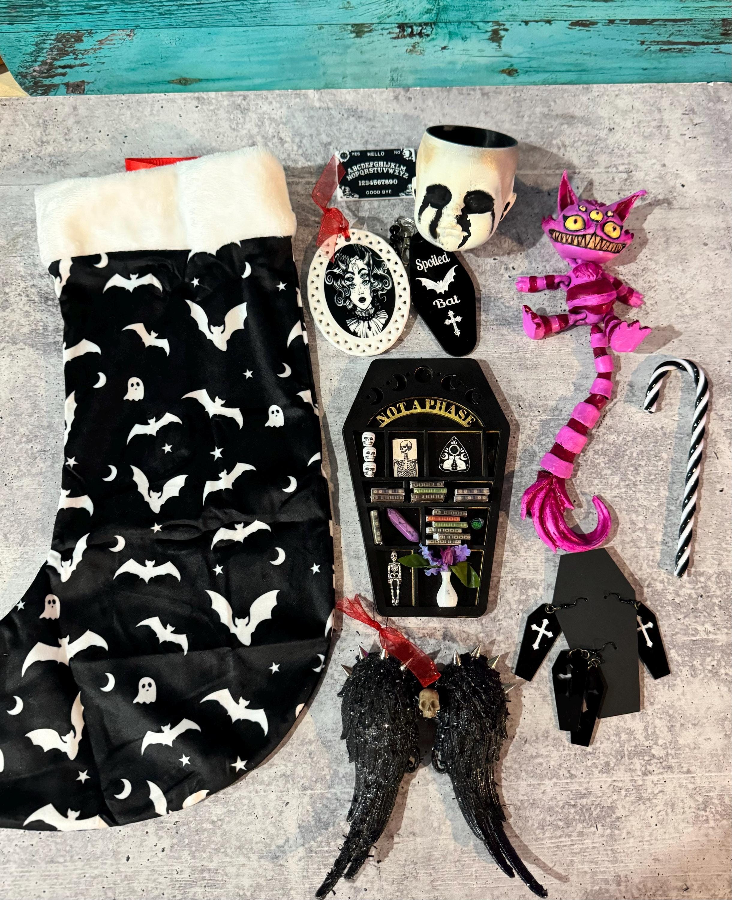 Gothic Christmas Stocking: Bat, Skull, Coffin Gift Set - Etsy