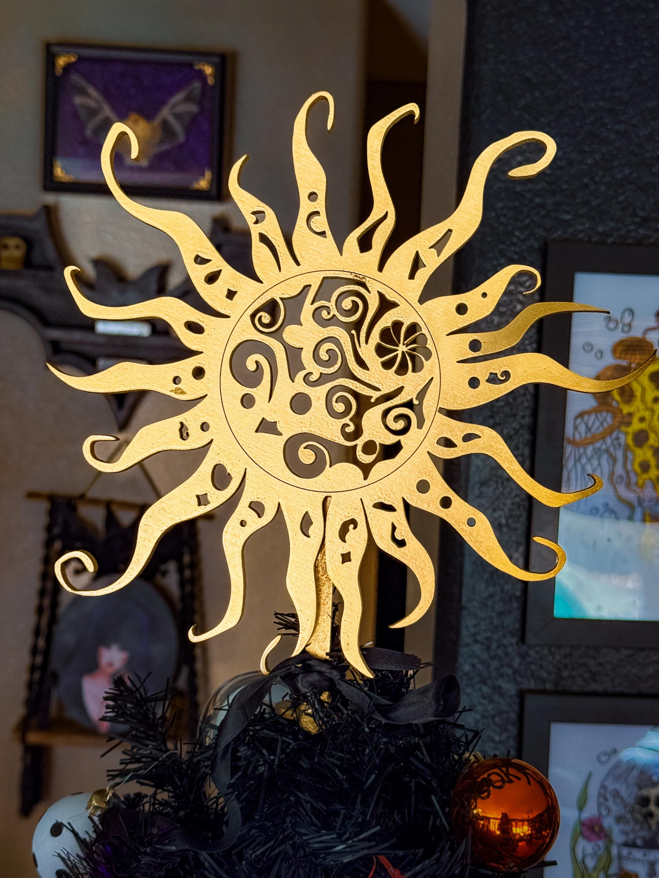 Sun Tree Topper, Celestial Christmas Decor, Gothic Solstice Ornament ...