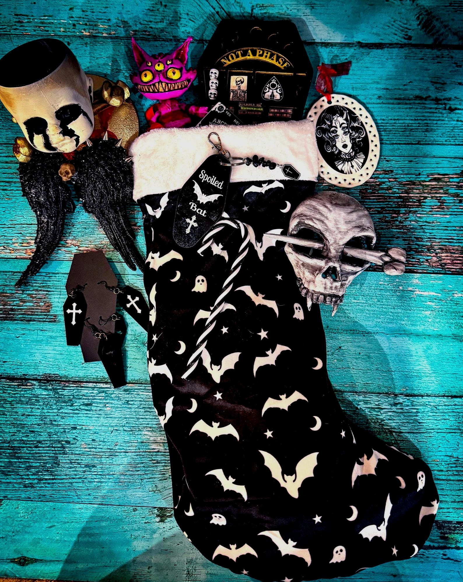 Gothic Christmas Stocking: Bat, Skull, Coffin Gift Set - Etsy