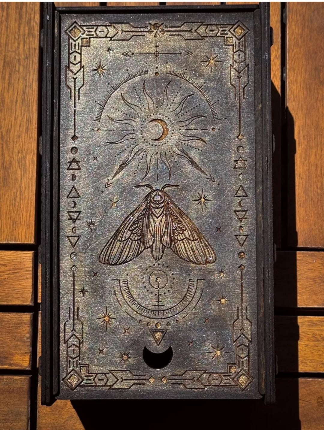 Handmade Wooden Tarot Card Box: 6-deck Storage, Pagan Altar ...