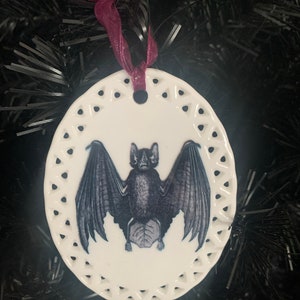 Bat Ceramic Ornament, Gothic Christmas Ornaments, Creepy Gift ...