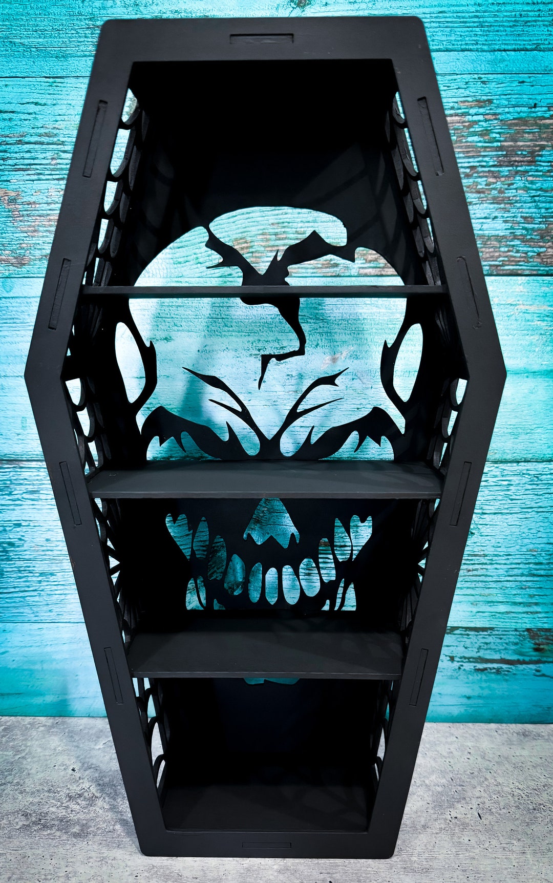 Skull Coffin Shelf: Handmade Goth Decor, Crystal Display - Etsy