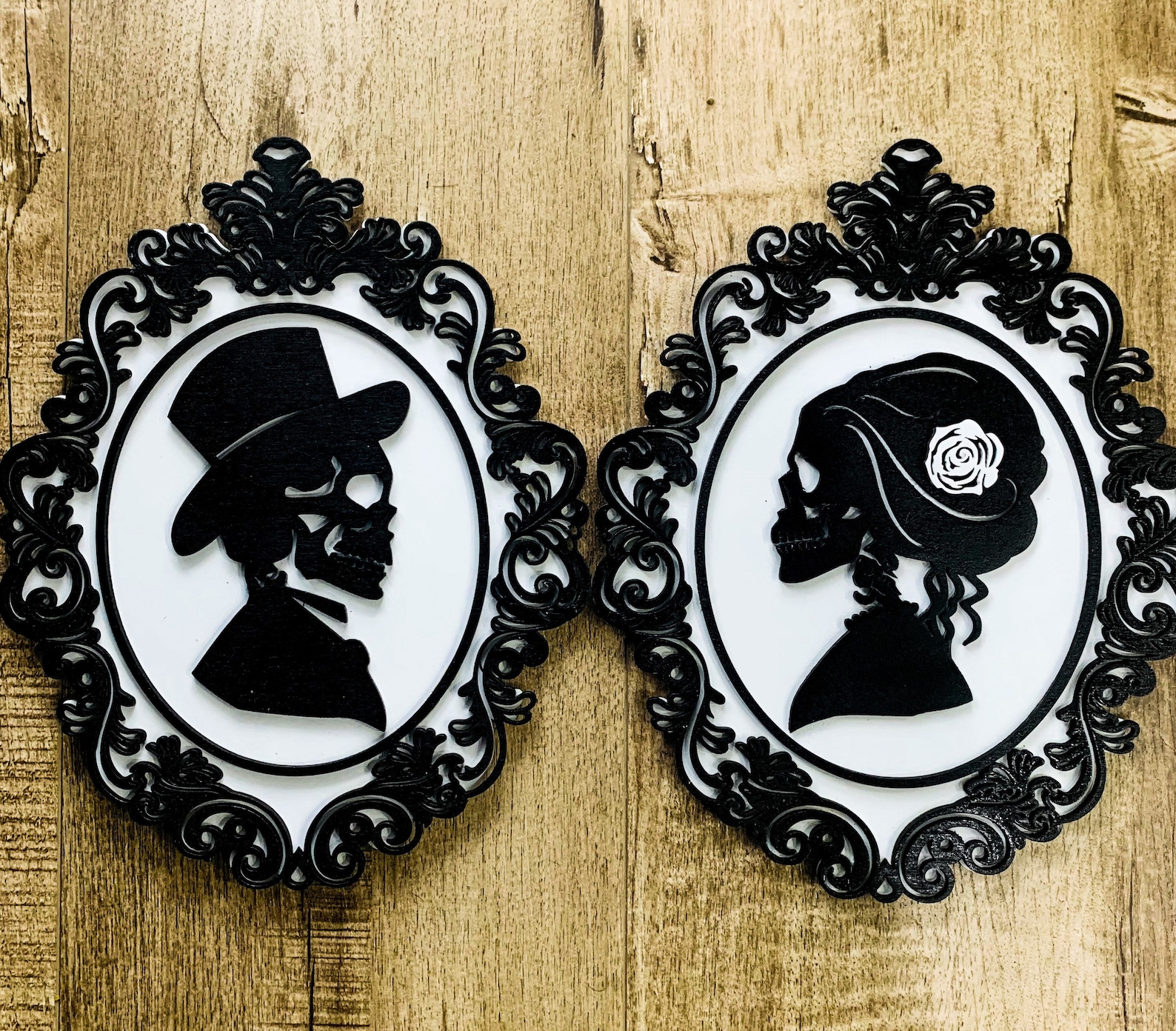 Victorian Skull Wall Art, Skeleton Couple, Goth Decor, Victorian ...