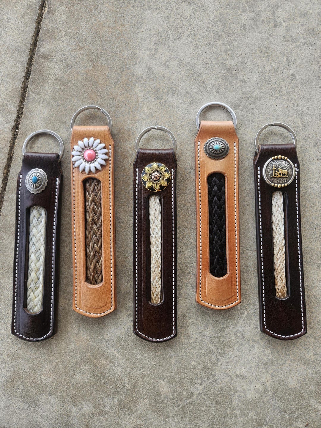 Custom Horse Hair Memorial Keychain: Tooled Leather Keepsake, Made With ...