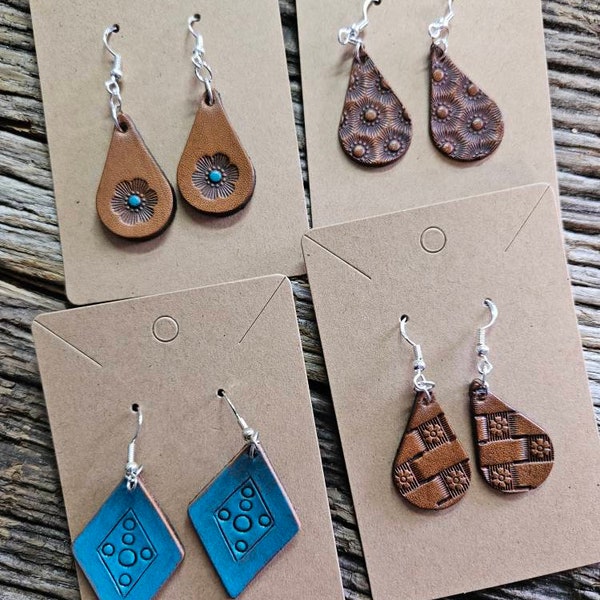 Leather Earrings Handmade - Etsy