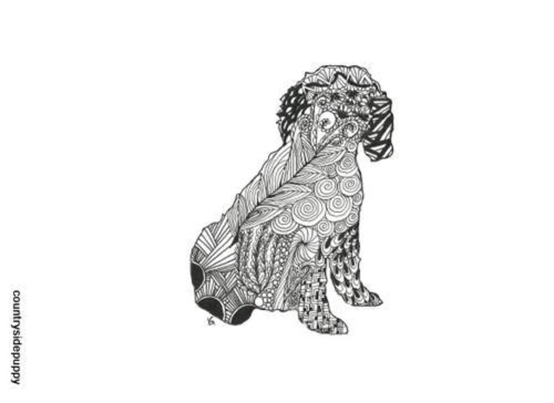 Cavapoo Dog Instant Download Adult Coloring Digital Print Abstract Art ...