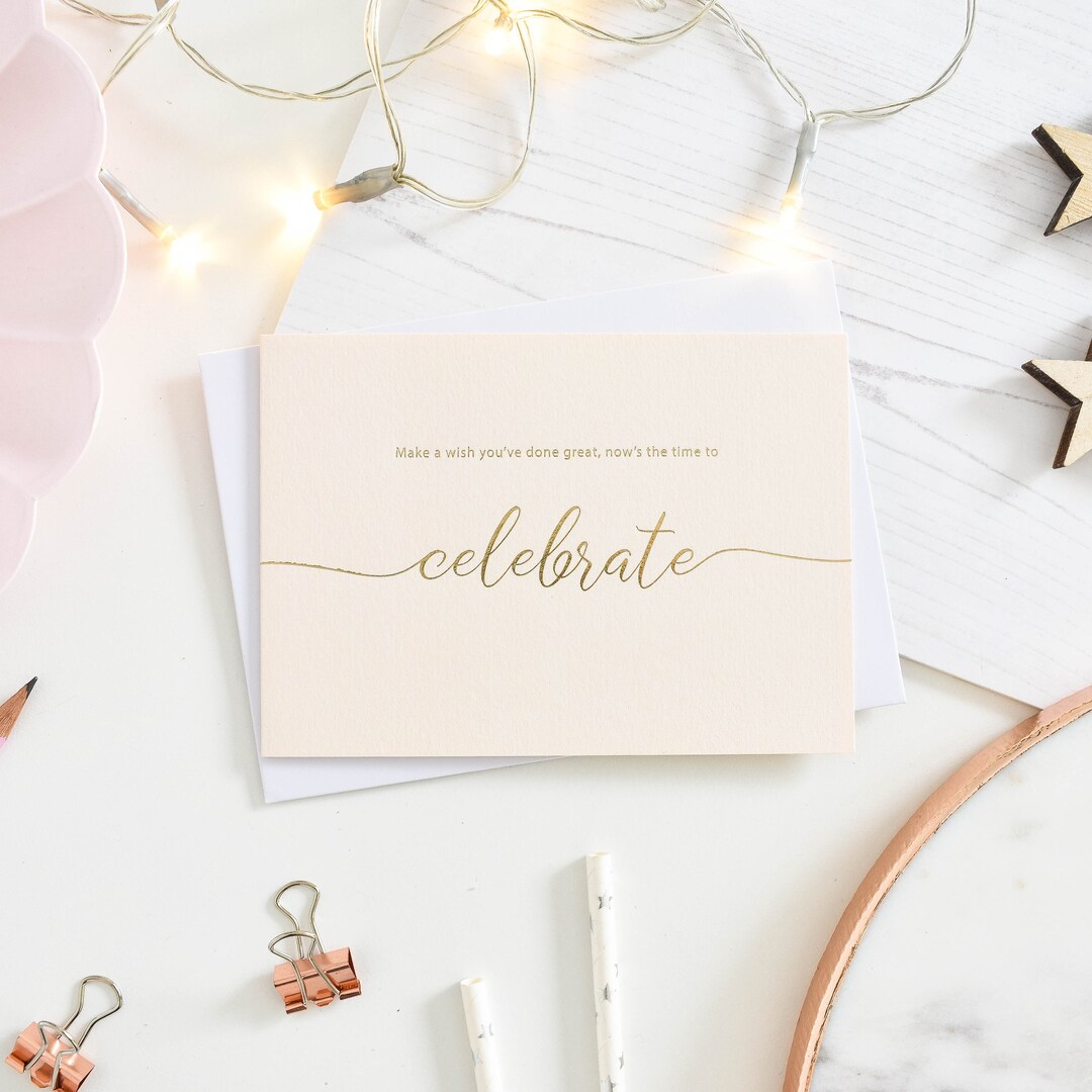 Pretty Congratulation Card, Well Done Card, New Job Card, Graduation ...