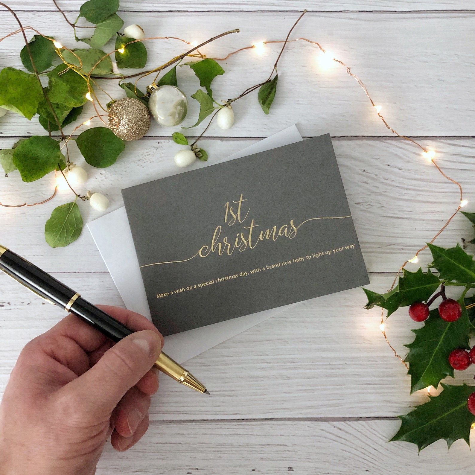 Babys First Christmas Card, 1st Christmas Card, First Family Christmas ...