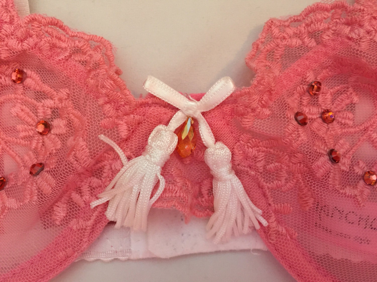 Buy Dark Peach Ornate Lace Swarovski Crystal Bra and Panties Set 36C ...