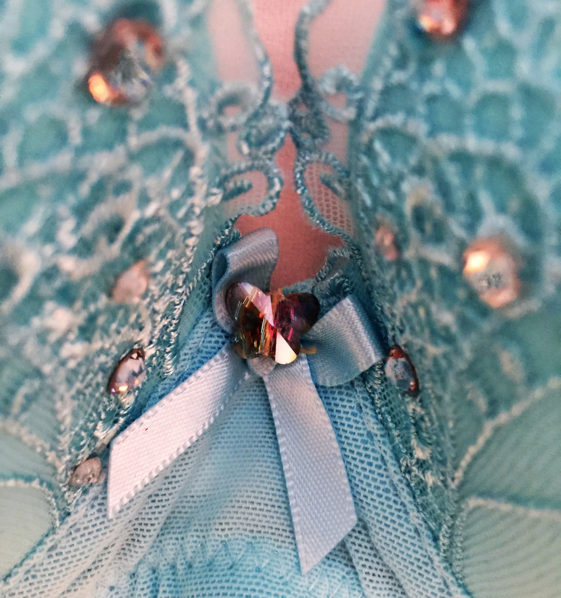 Light Blue Aqua Swarovski Crystal Bra and Panties Set 36C - Etsy
