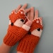 Fingerless Knit Gloves for Kids, Orange Mittens, Hand Knitted Toddler ...
