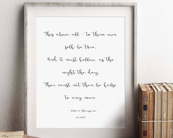 Shakespeare Quote to Thine Own Self Be True Literary Print - Etsy