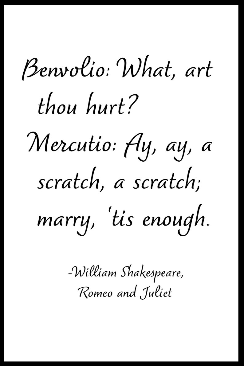 Shakespeare Quote Print Romeo and Juliet Benvolio and | Etsy