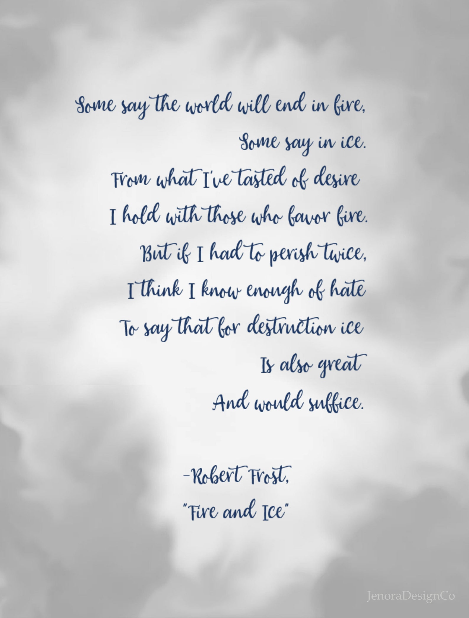 Robert Frost Fire and Ice Print Robert Frost Poem Robert - Etsy