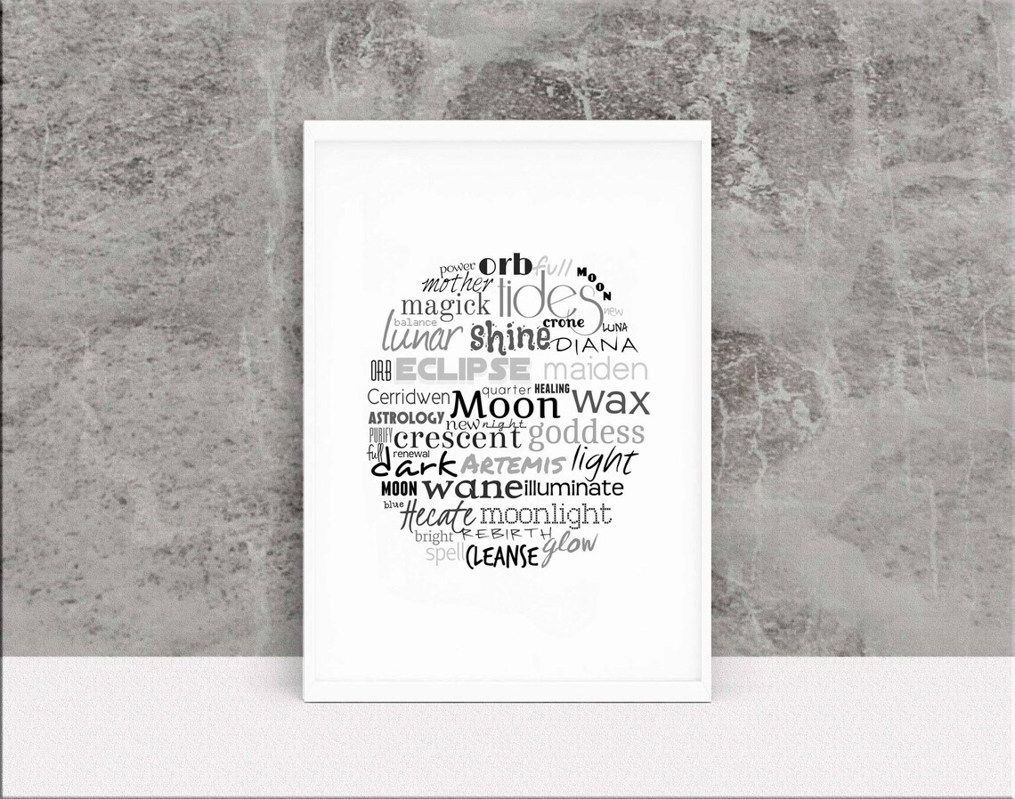 Moon Print, Moon Decor, Moon Phase, Moon Goddess, Mother Maiden Crone ...