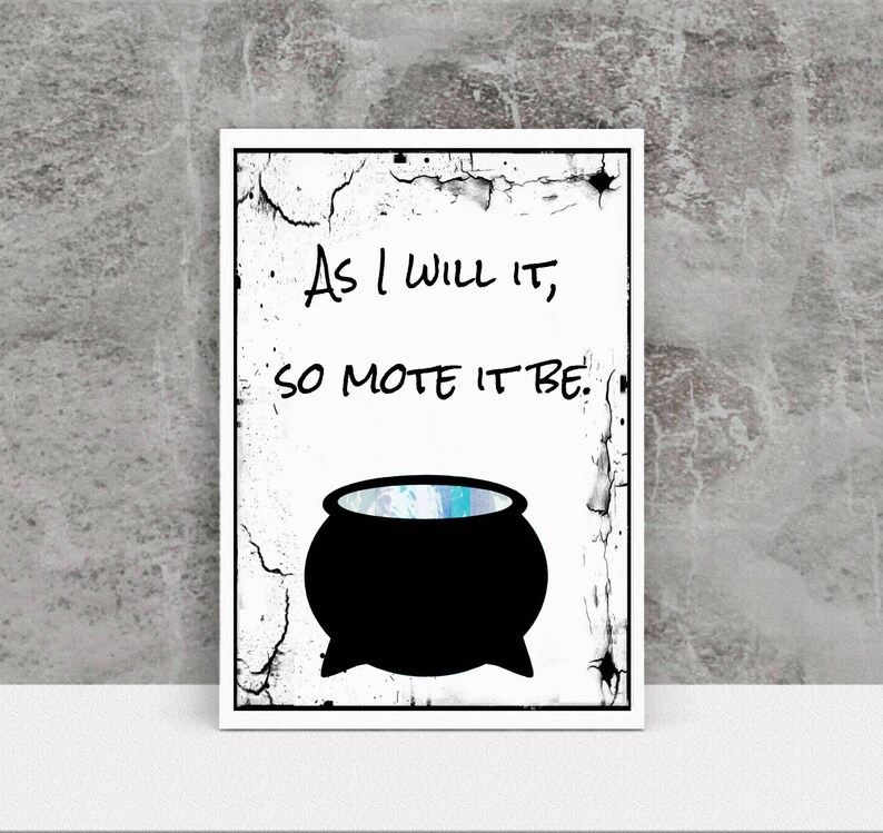 So Mote It Be, Witch Print, Wiccan Prayer, Spell Decor, Occult Print ...
