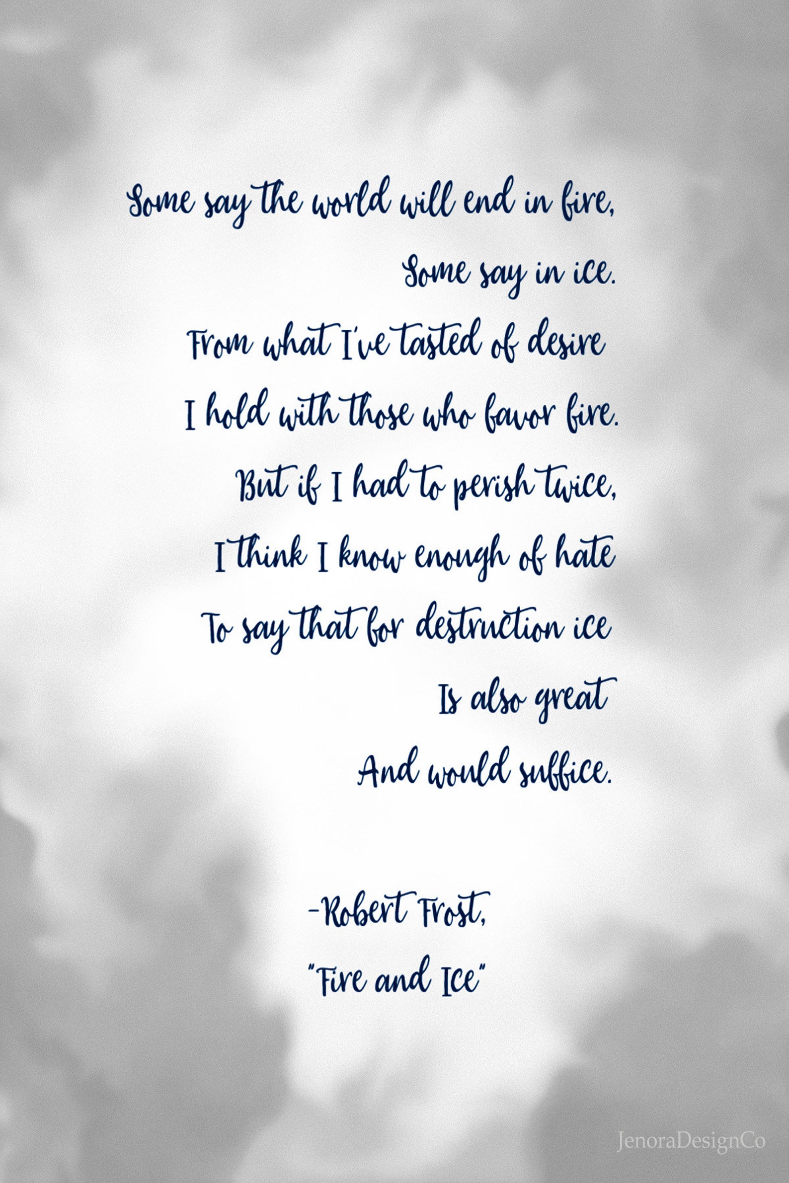 Robert Frost Print, Fire and Ice Poem, Digital Download, Printable ...