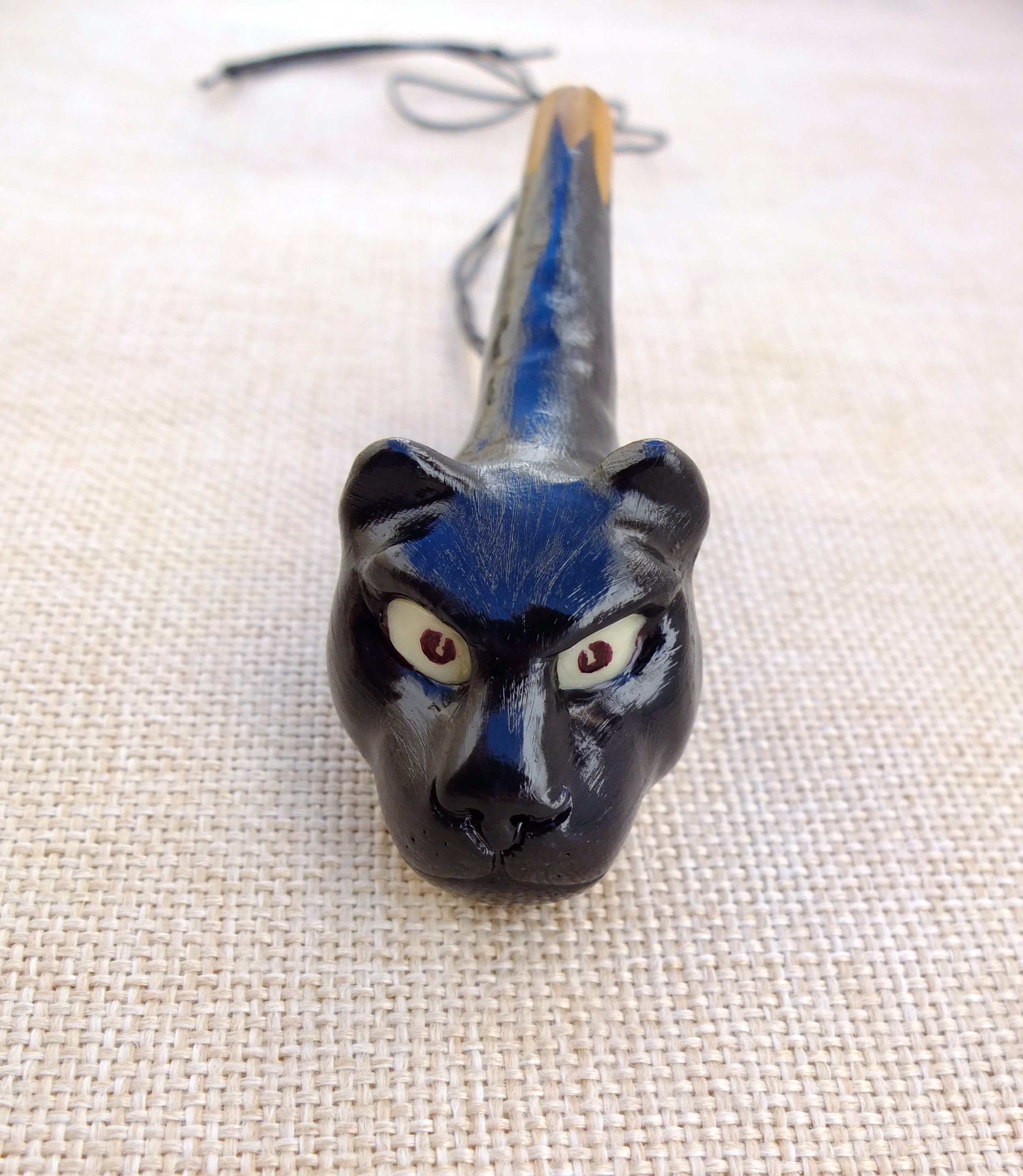 Power Animal Black Panther/puma/jaguar Necklace Kuripe Pipe - Etsy