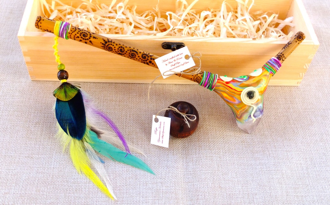 Beautiful Ceremonial Tepi Pipe for Rapé, Shamanic Applicator, With ...