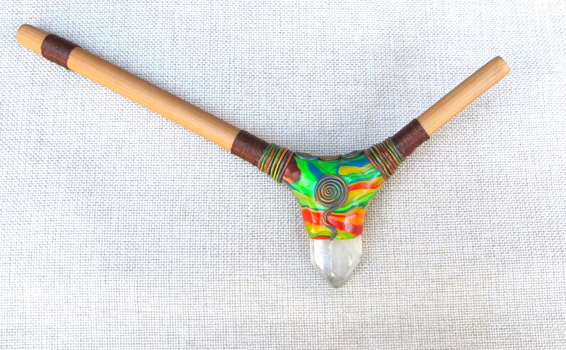 Beautiful Large Rainbow Tepi Pipe for Amazonian Rapé Shamanic - Etsy UK
