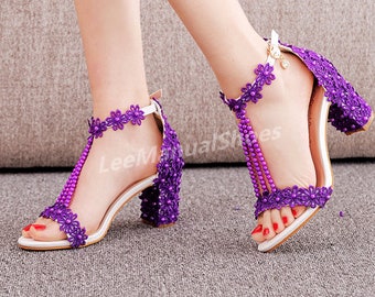 Purple Lace Heels - Etsy