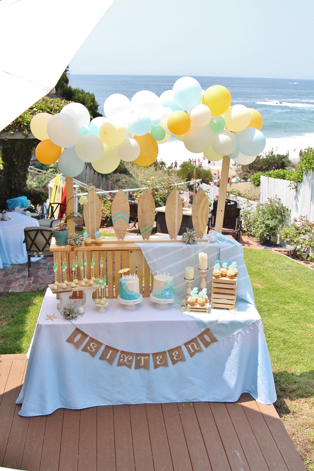 Ombre Linen Tablecloth – Sky Blue, Beach Party Decor - Etsy