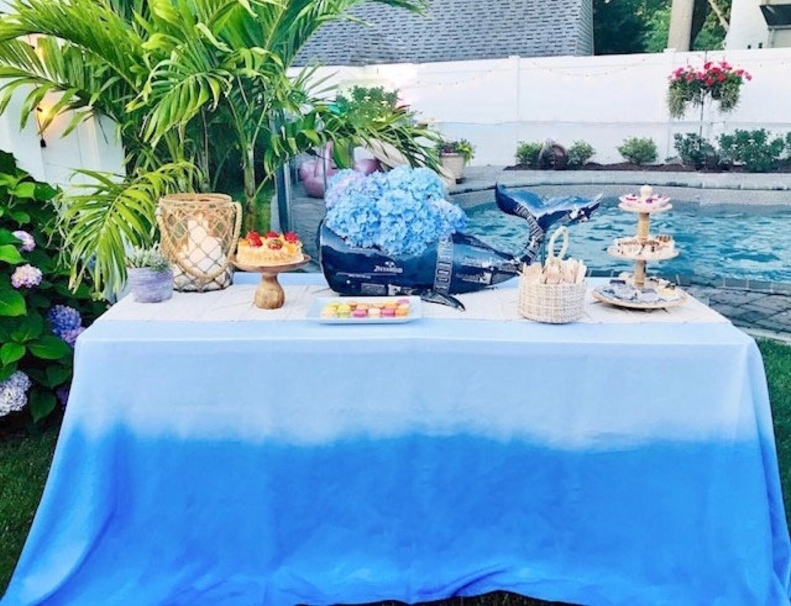 Surf Party Tablecloth Sky Blue Linen Beach Party Linen - Etsy