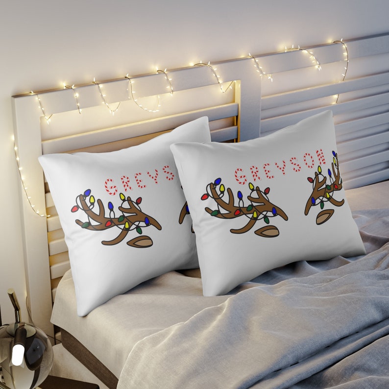 Kids Personalized Christmas Pillow Sham, Elf Pillowcase, Reindeer ...