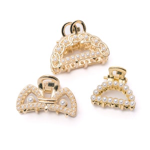 Gold & Pearl Mini Hair Clips Set of Three - Etsy