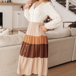 Boho Maxi Dress Spice of Life Color Block Midi Dress - Etsy