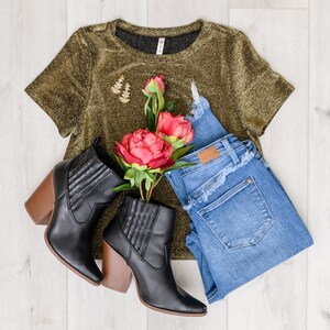 Sparkle Tee, Sweetly Twinkle Short Sleeve Knit Top, Cute Shimmer Top ...