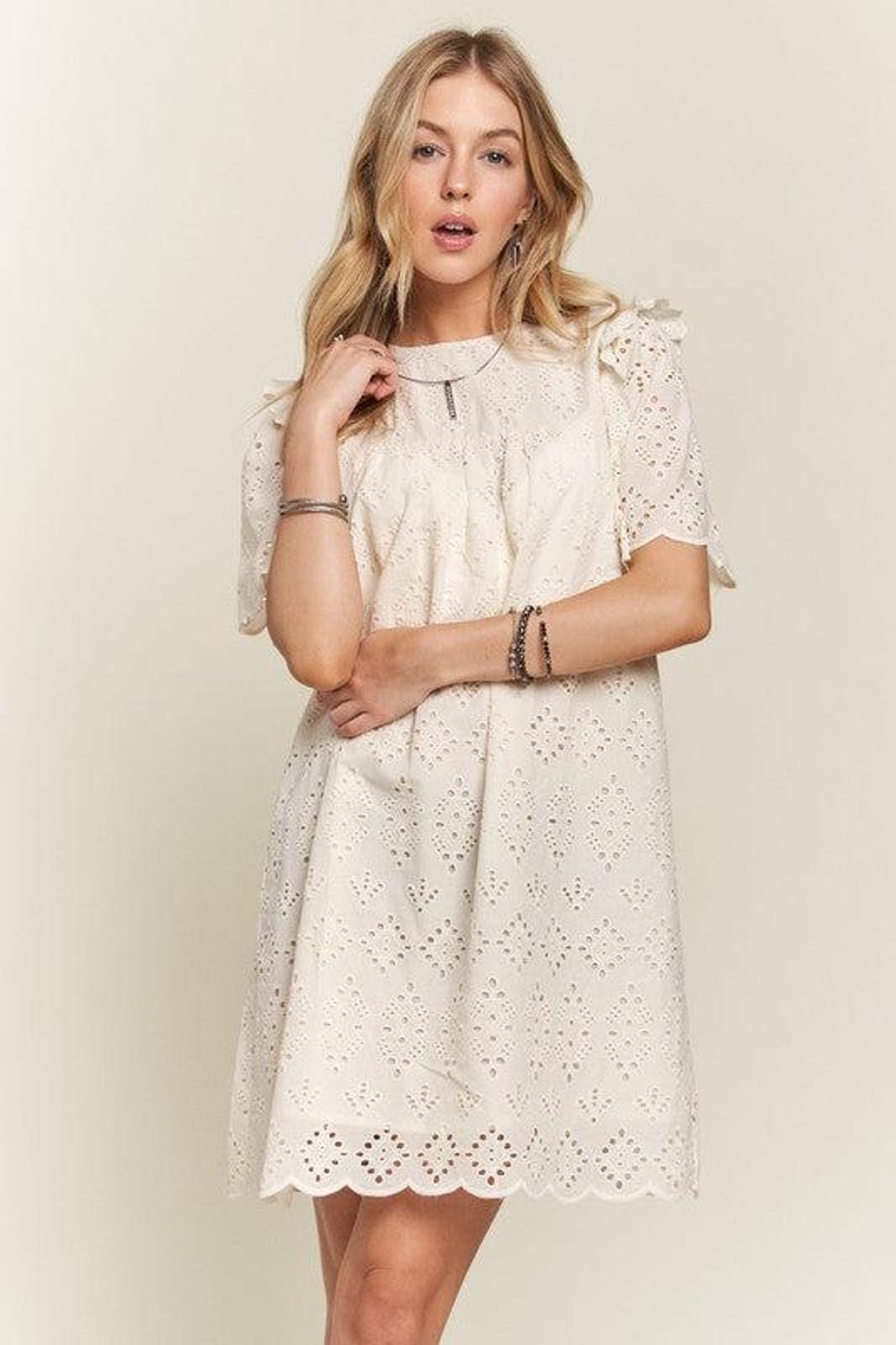 Eyelet Ruffle Dress, Graduation Dress, Cotton Shirt Dress, Lace Dress ...