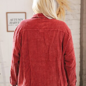 Shacket, LT Rust Ribbed Cotton Oversized Corduroy Frayed Shacket ...