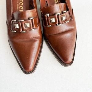Vintage Leather Tucci Made in Italy Brown Unique Heel Loafers Shoeties ...