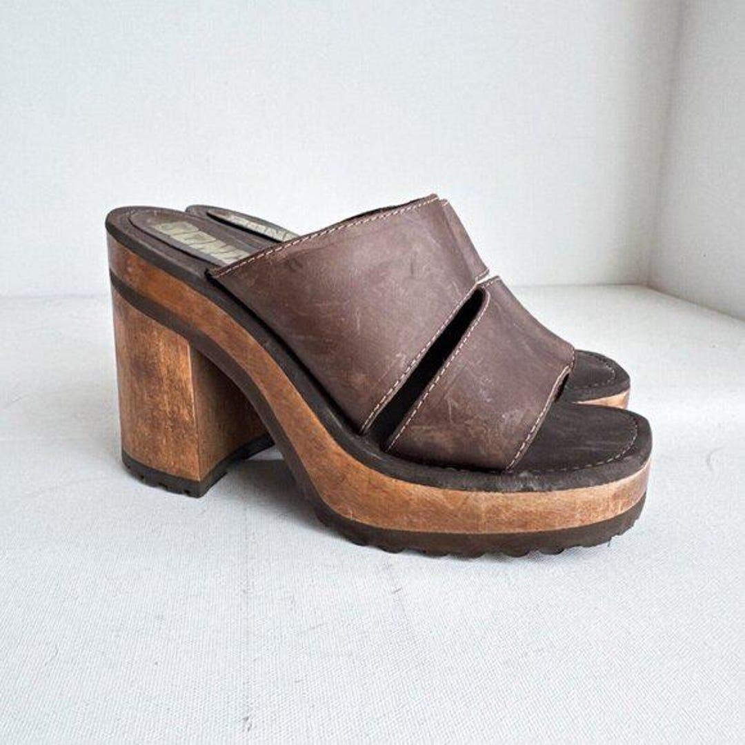 Vintage Bongo 90s 00's Brown Nubuck Suede Chunky Wood Soles Heels 7 - Etsy