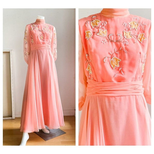 Peach Chiffon Dress - Etsy