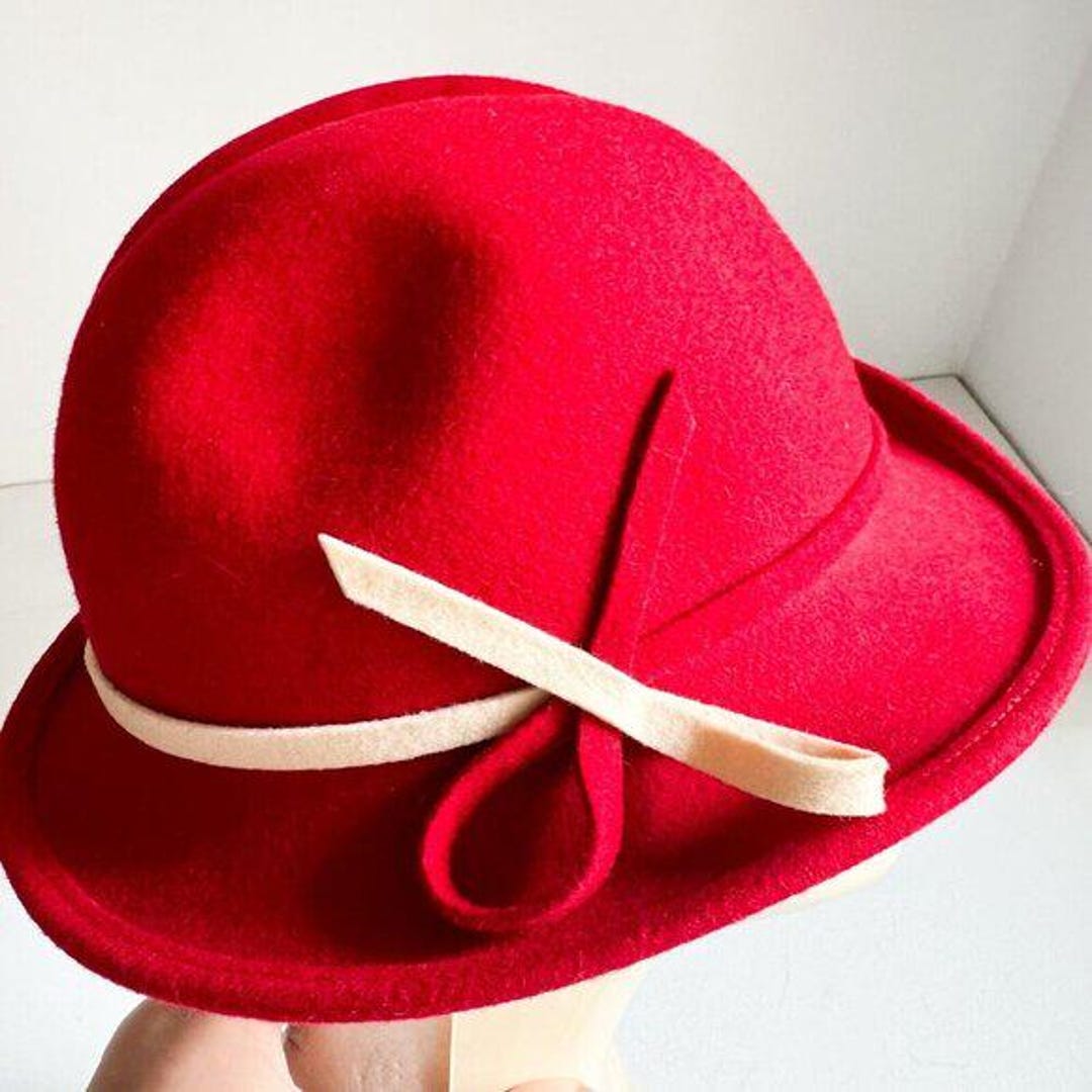 Vintage Lancaster Wool Felt Ladies Red Fedora L - Etsy